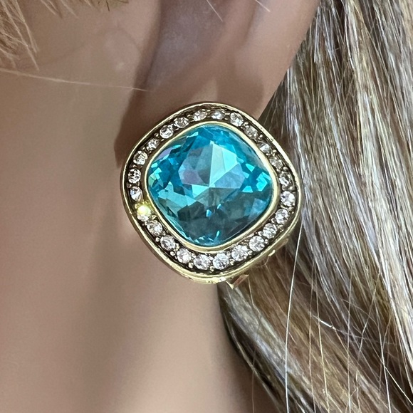 Heidi Daus | Jewelry | Heidi Daus Piercedomega Aqua Earrings | Poshmark